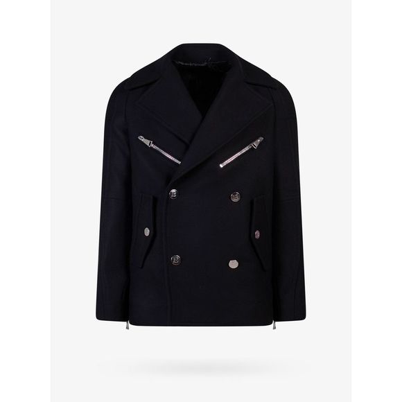 Balmain | Jackets & Coats | Balmain Man Wool Blend Coat With Logoed ...